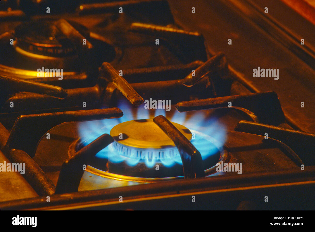 blue gas flame stove fire heat cook burner hot Stock Photo - Alamy