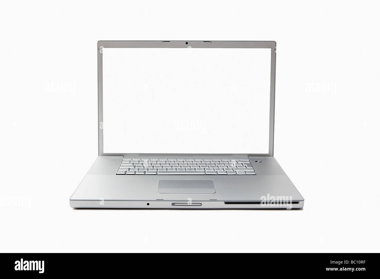 open silver laptop computer isolated on white backgroung Stock Photo ...