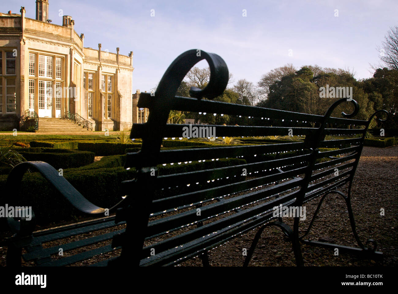 Highcliff Castle Dorset UK Garden Bench Stock Photo - Alamy
