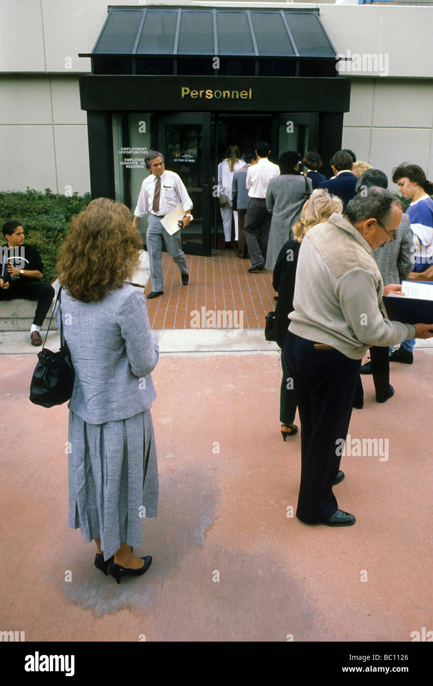 employment job line application economy wait apply crowd unemploy ...