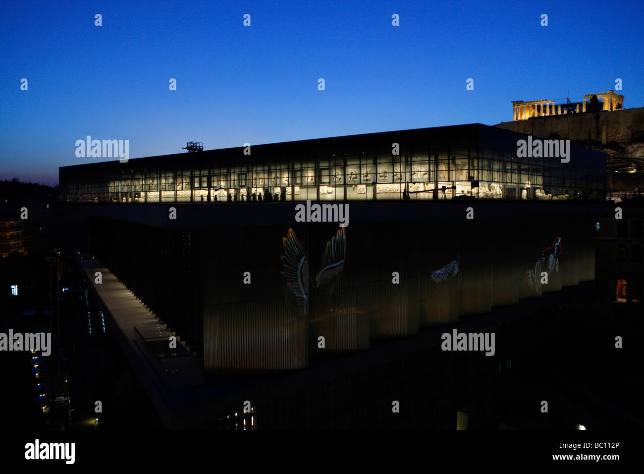 The New Acropolis museum in Athens Greece Projection of animated images ...