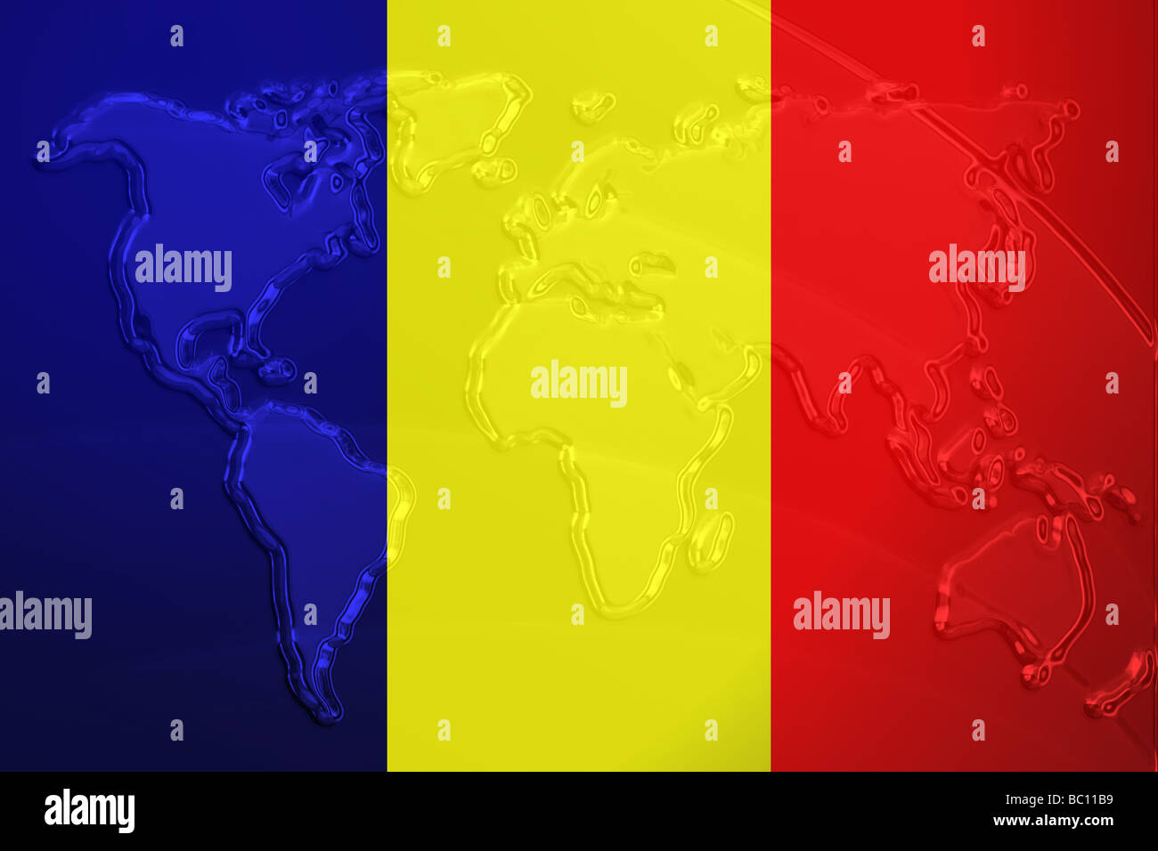 Flag of Chad national country symbol illustration with world map ...