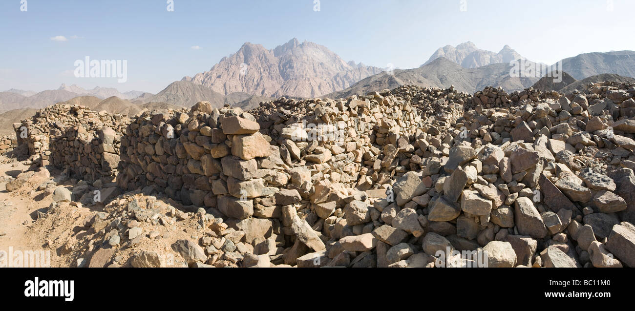 Panoramic shot at the Roman Fort protecting the quarries at Umm Balad ...