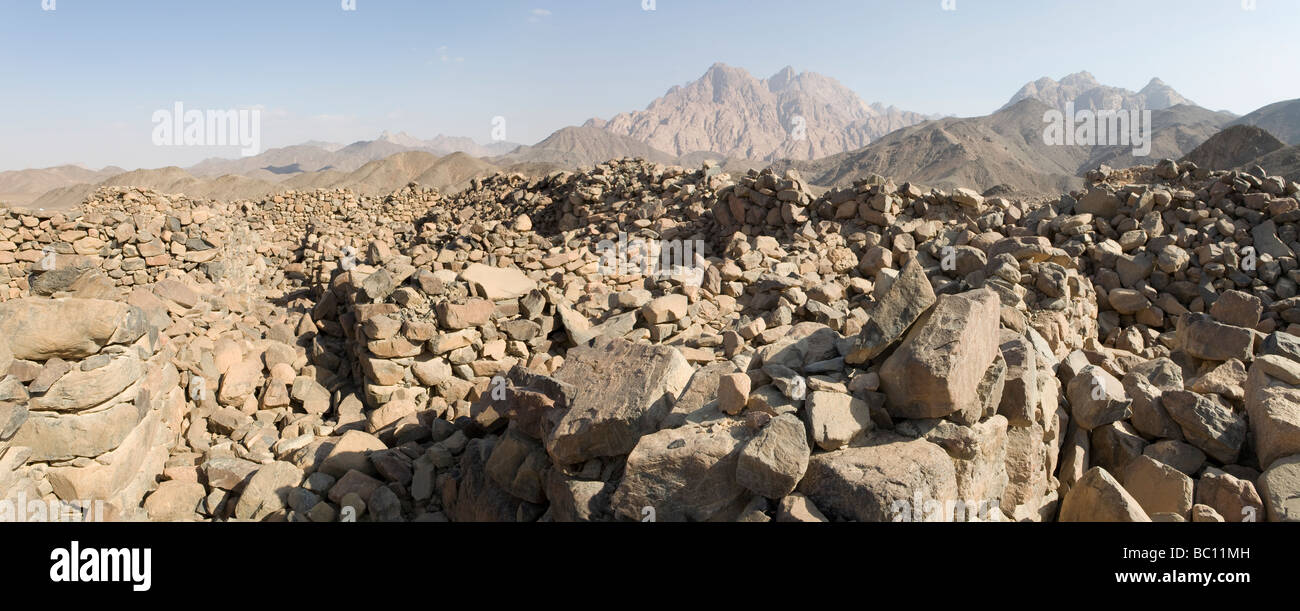 Panoramic shot at the Roman Fort protecting the quarries at Umm Balad ...