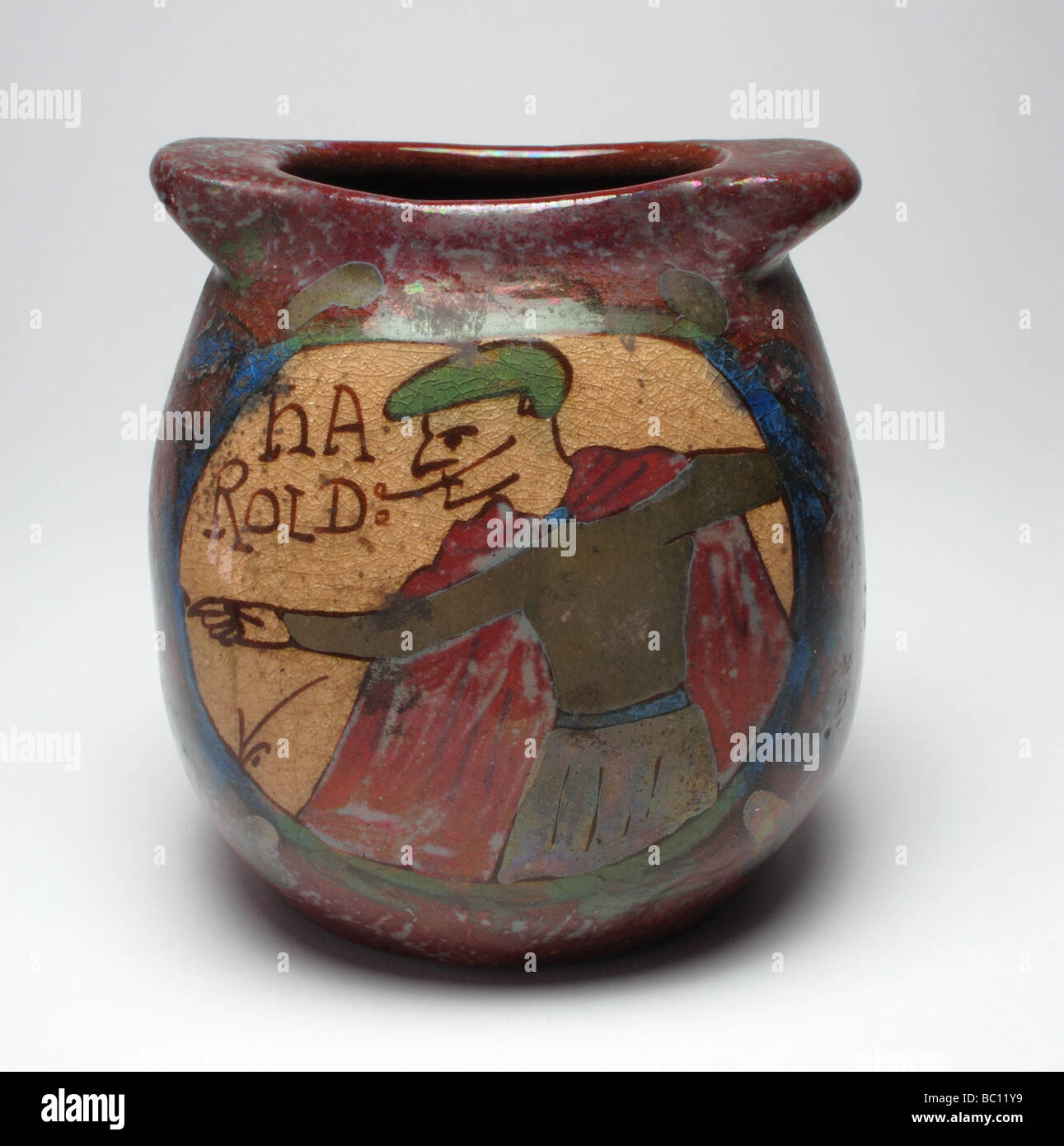 French pottery Bayeux tapestry lustre vase by Desmant circa 1910 Stock ...