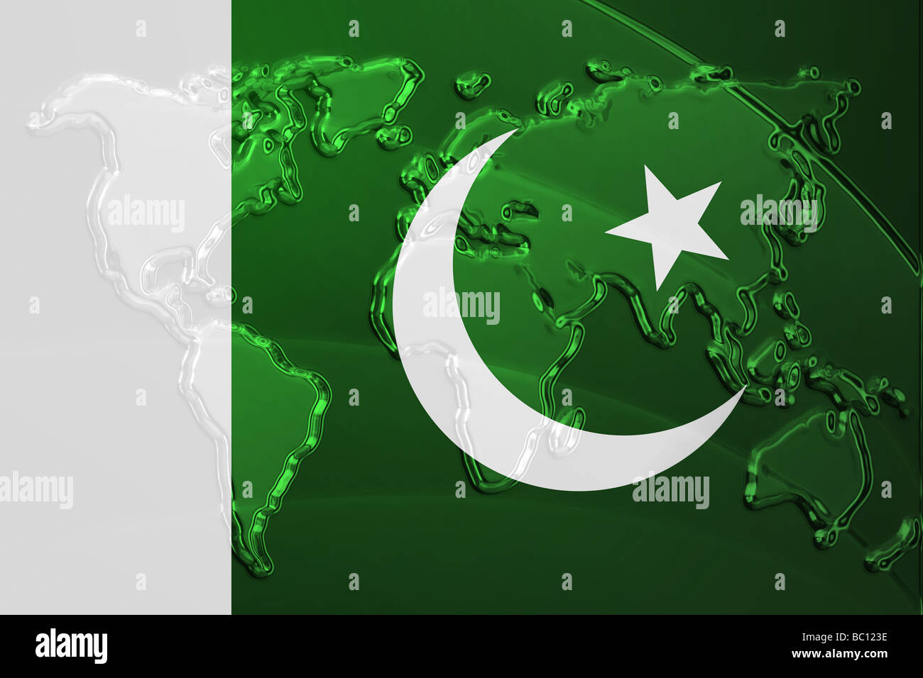 Flag of Pakistan national country symbol illustration with world map ...