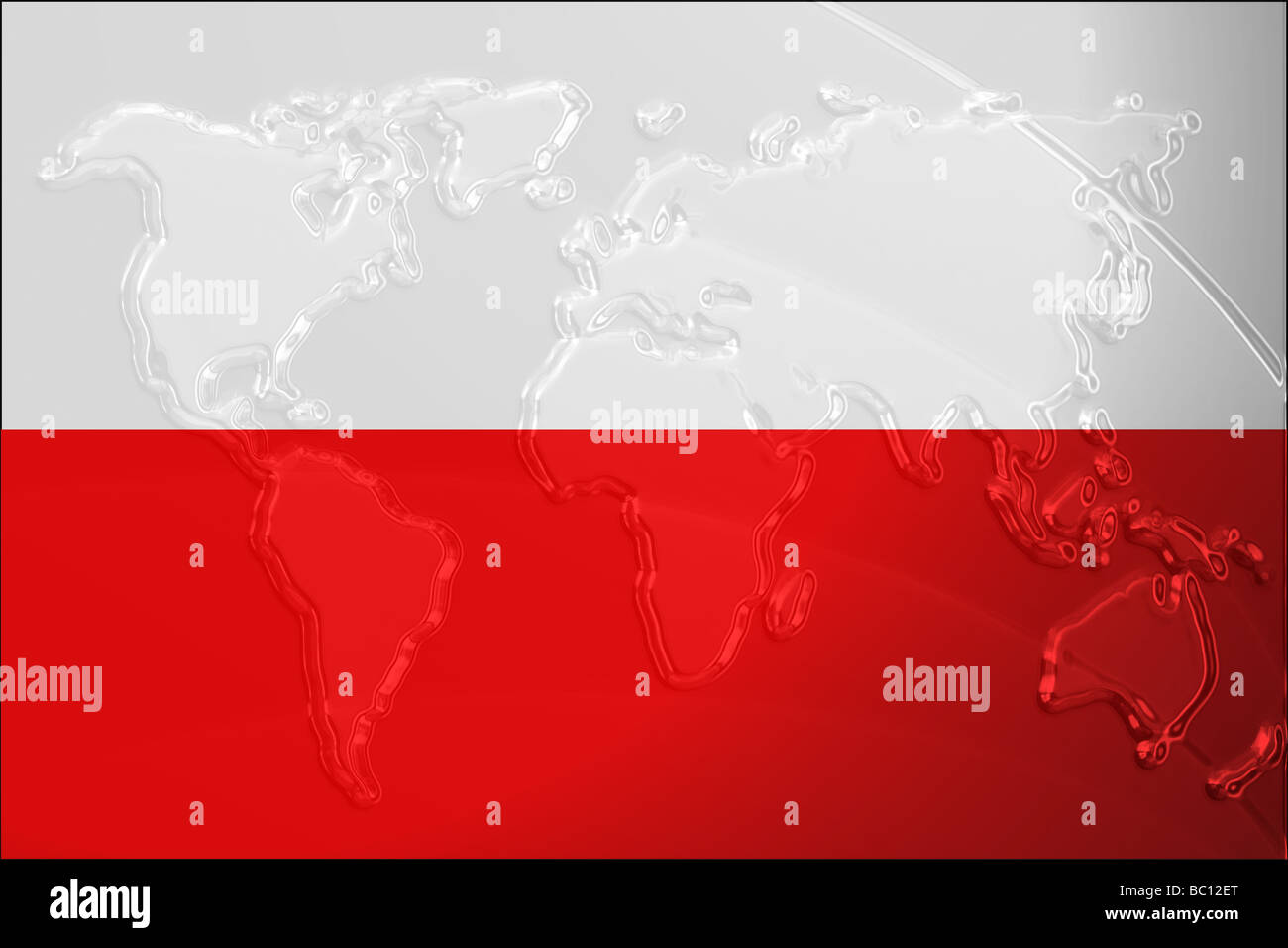 Flag of Poland national country symbol illustration with world map ...