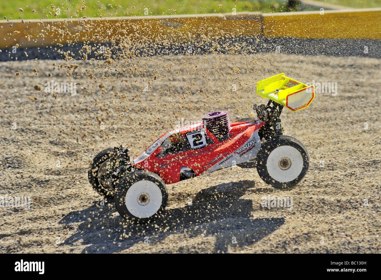 Action shot of a radio-controlled buggy racing in the European ...
