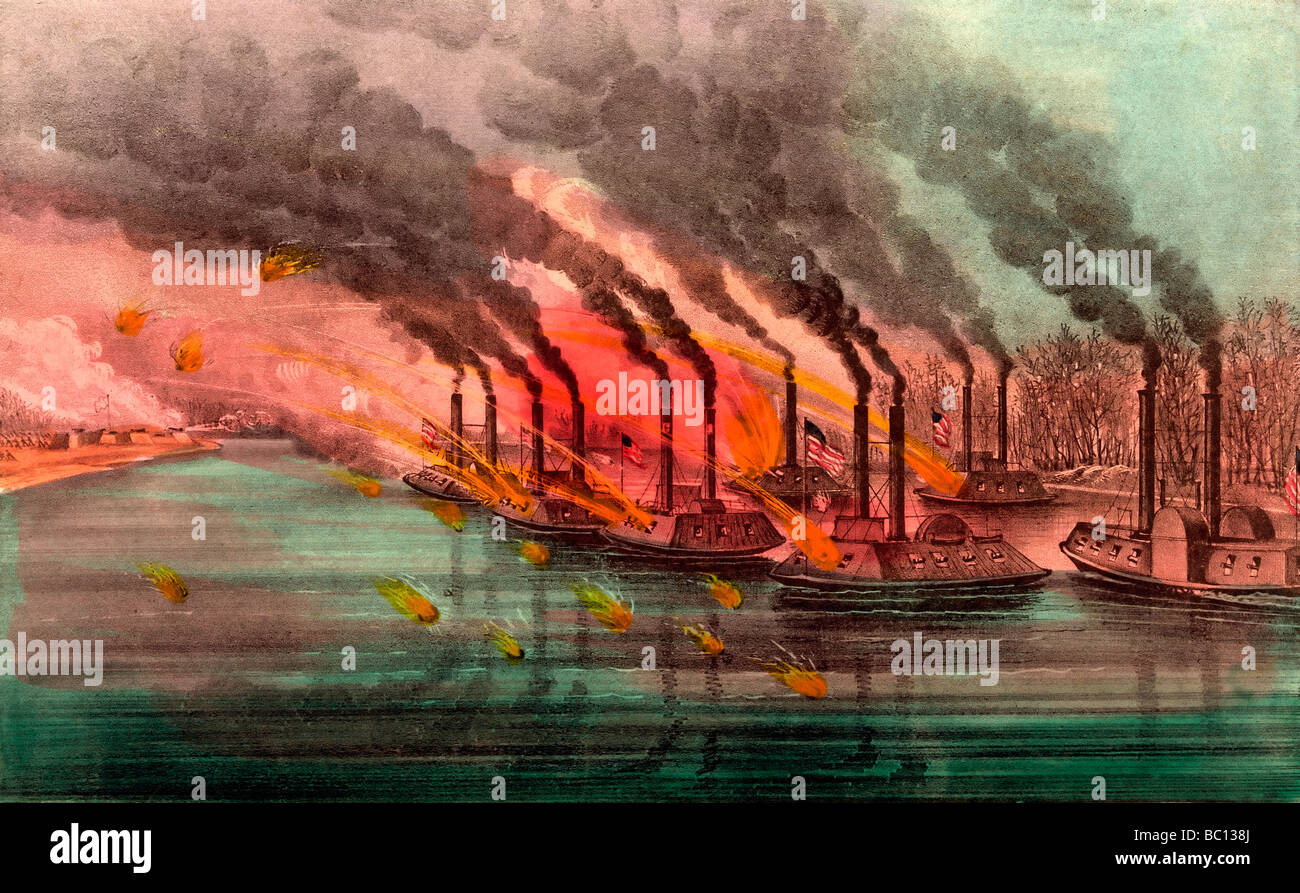 Bombardment and capture of Fort Henry, Tennessee during the USA Civil ...