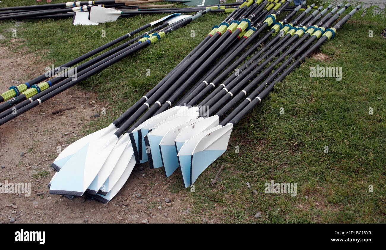 Virginia rowing teams boat oars Stock Photo - Alamy