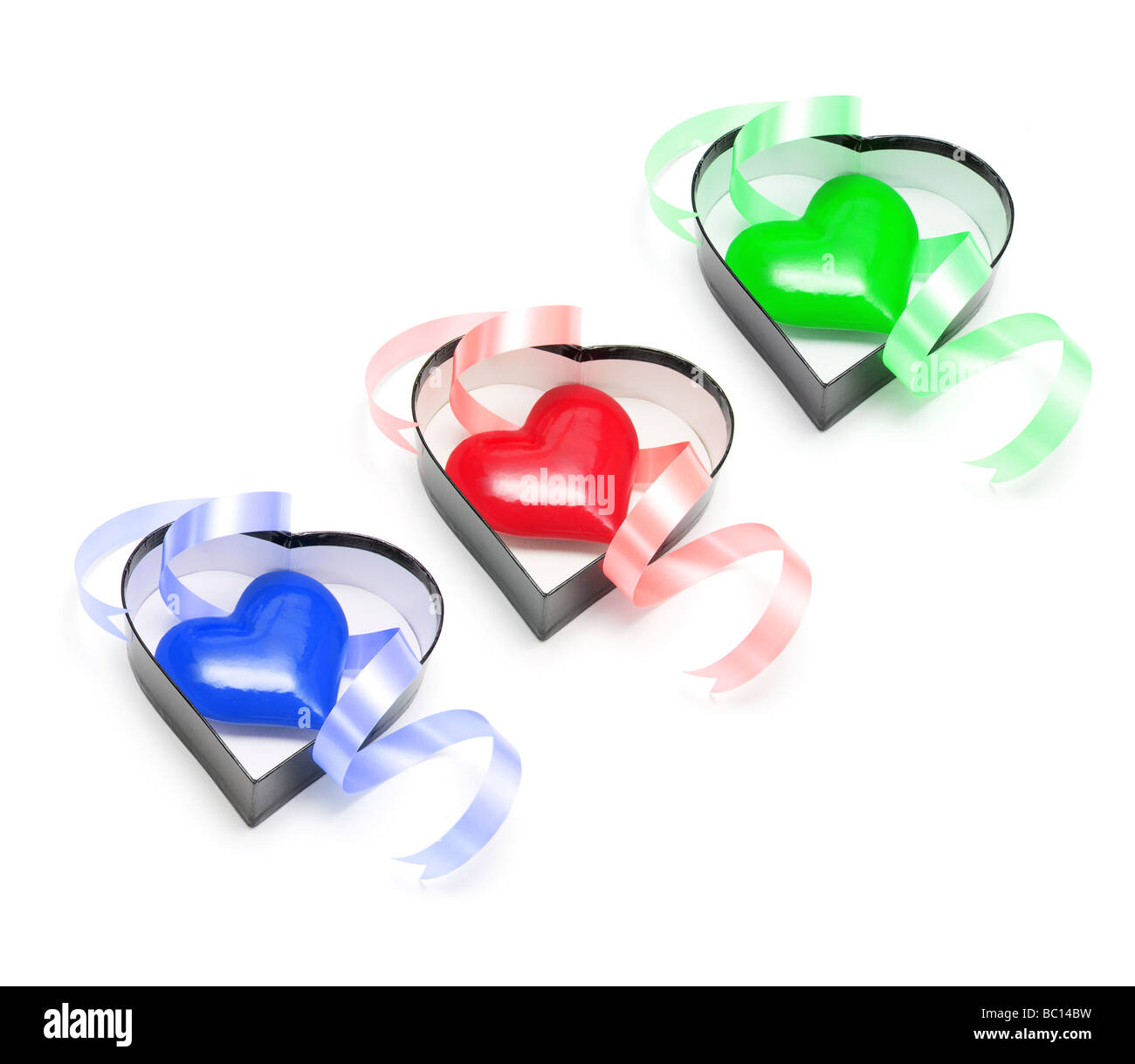 Love Heart Symbols in Gift Boxes Stock Photo - Alamy