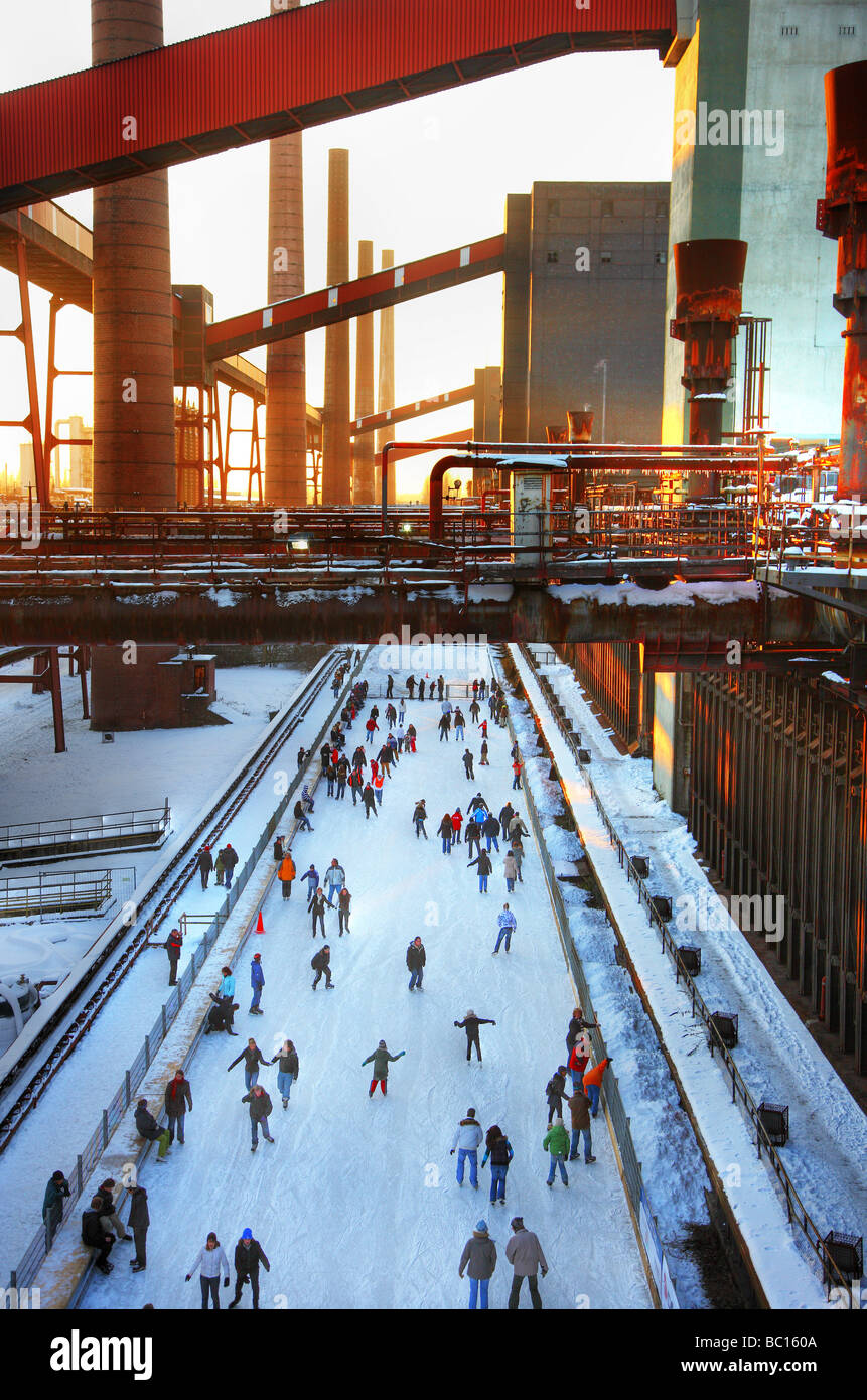 Ice skating rink at the Zollverein coking plant World Cultural Heritage ...