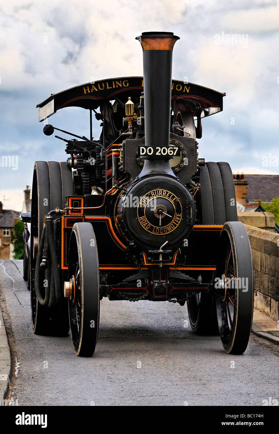 A traction engine heading for a Steam Rally in June 2009 crosses a ...
