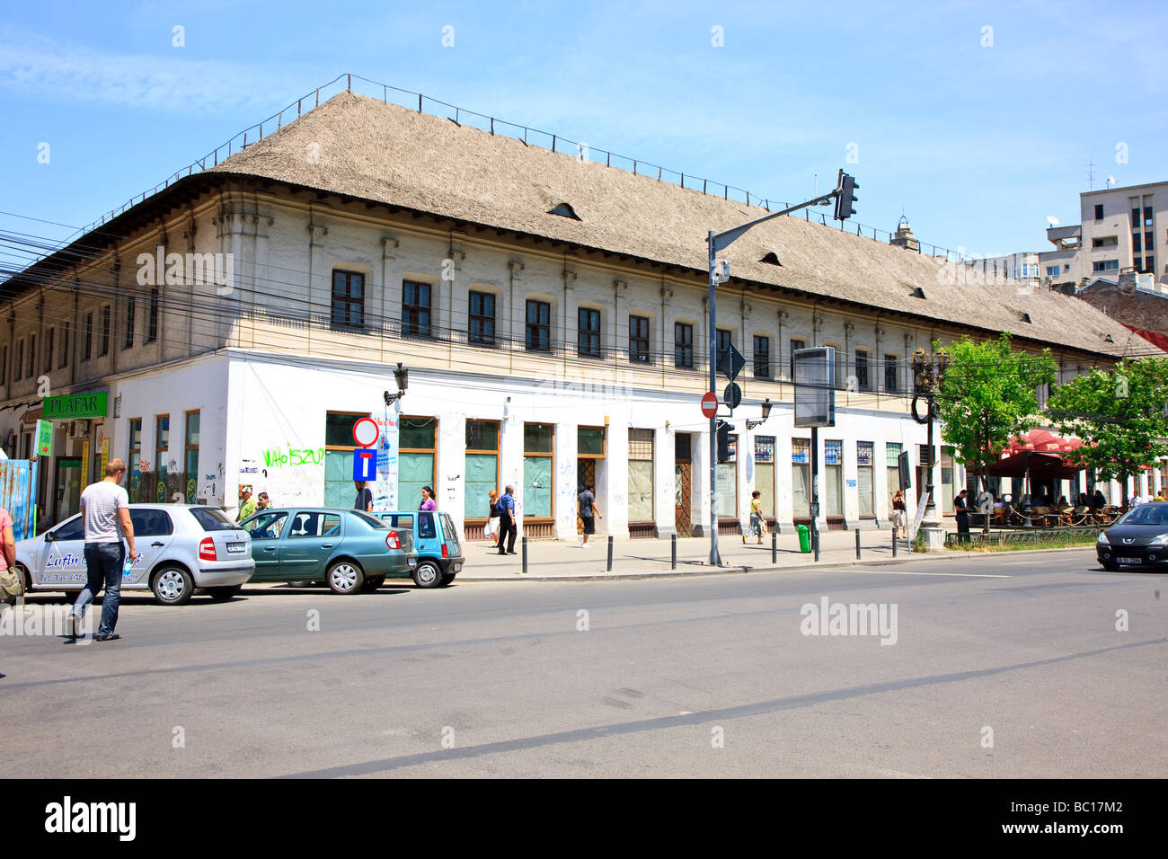 Street side of "Hanul lui Manuc" Inn in Bucharest Romania Stock Photo ...