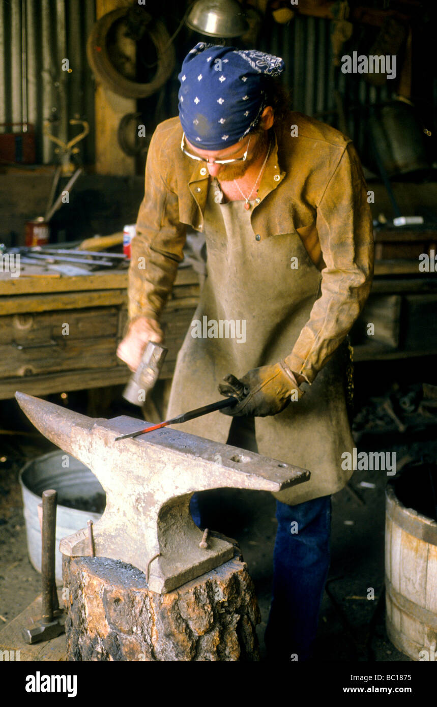 blacksmith work hot metal hammer anvil tool create make steel apron ...