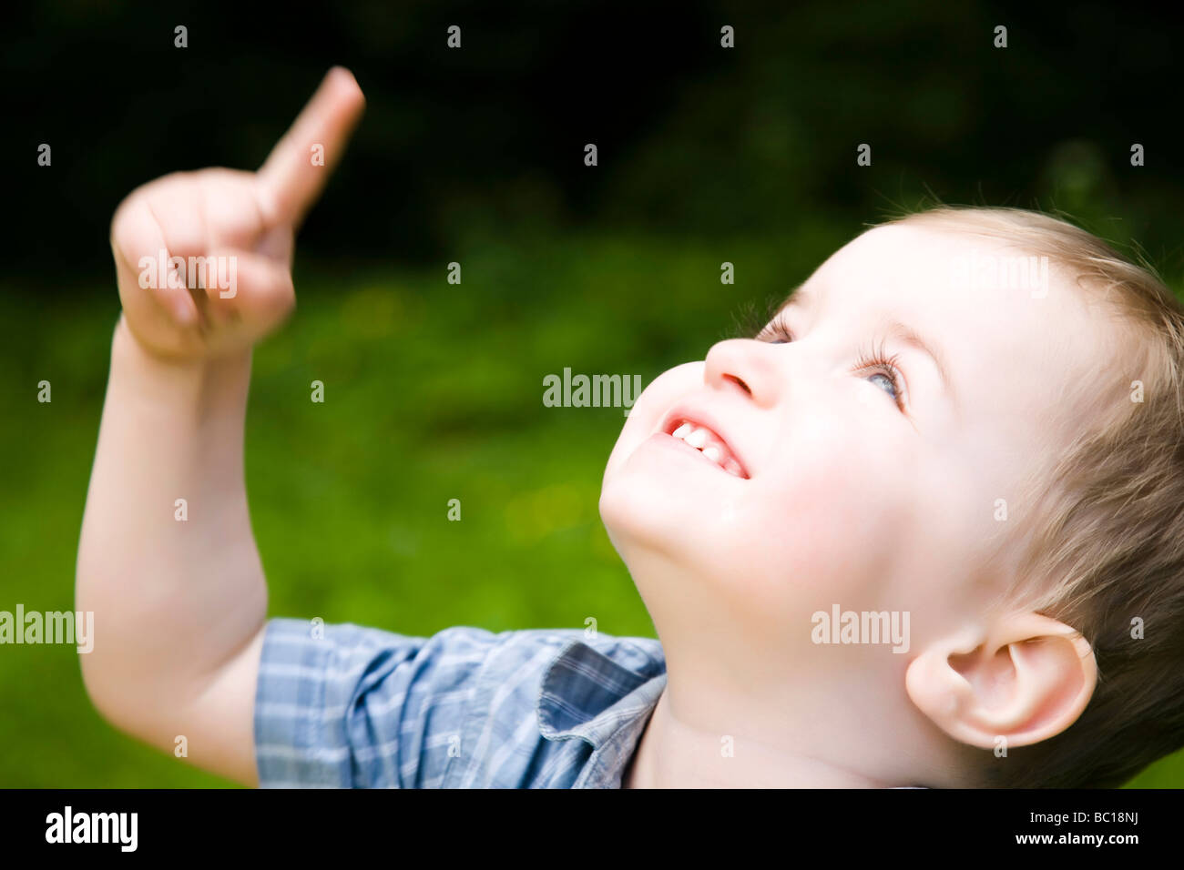 Little Baby Boy Looking Up Stock Photo - Alamy