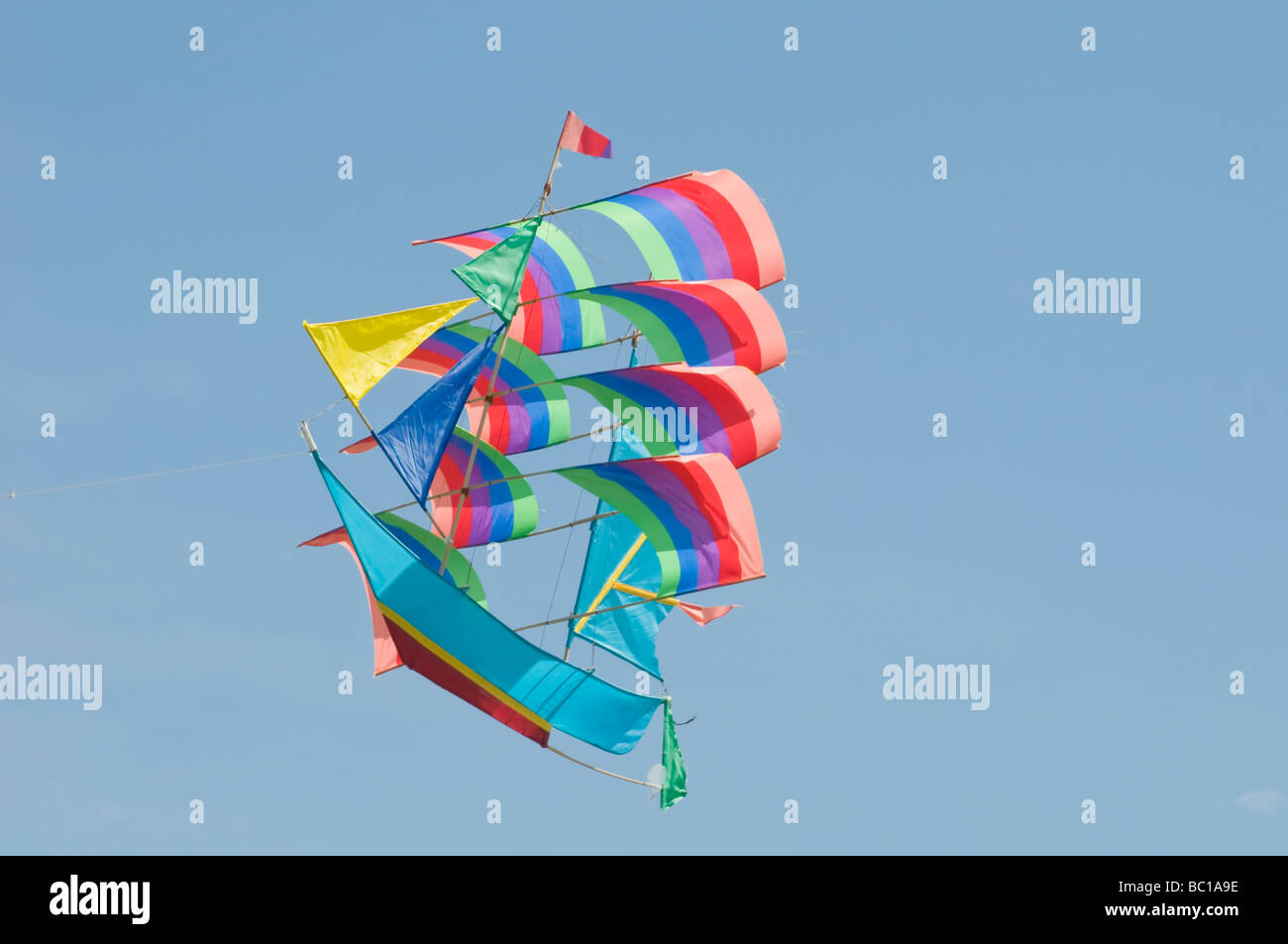 Colourful sailing ship kite Stock Photo - Alamy