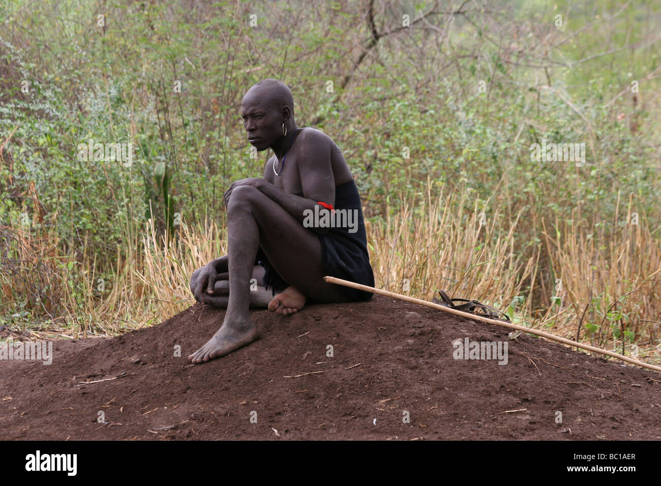 Africa Ethiopia Debub Omo Zone Mursi tribesmen Stock Photo - Alamy