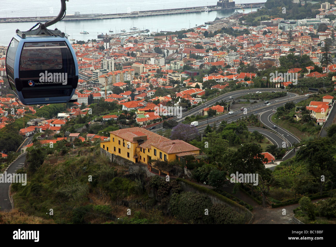 Cable car view of Funchal, Madeira Stock Photo - Alamy