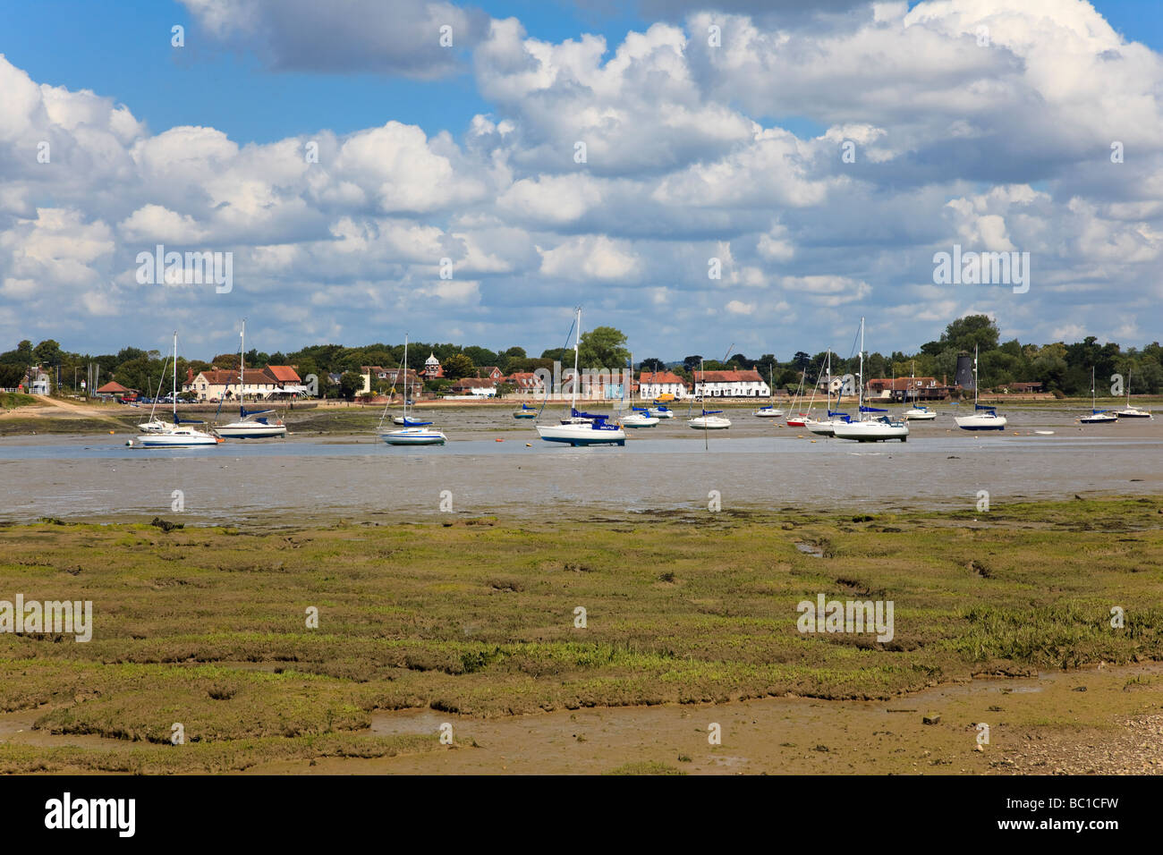 The attractive village of Langstone seen from Hayling Island Hampshire ...