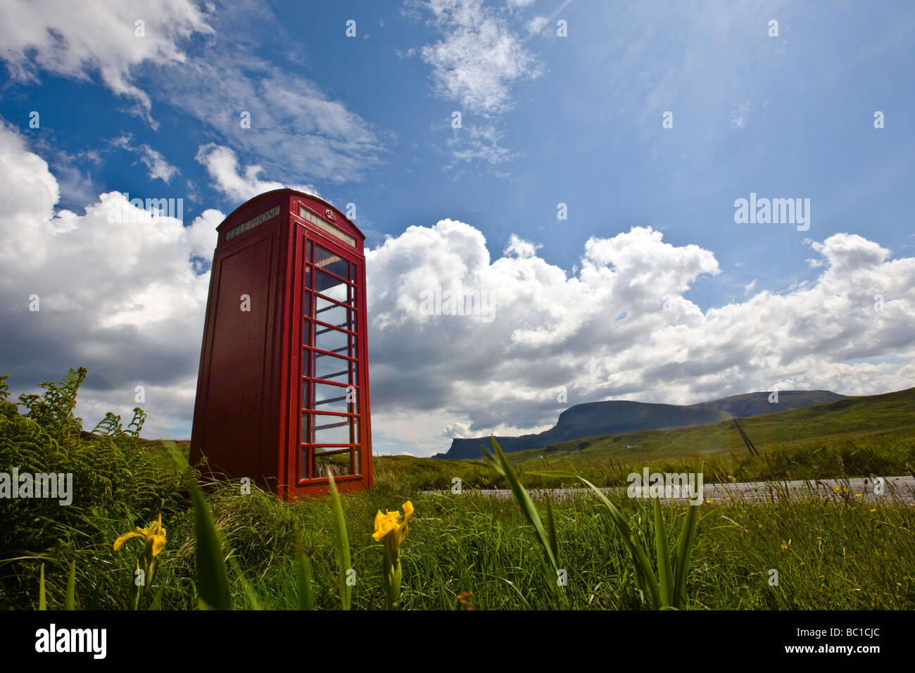 Red telephone box in a remote and beautiful setting on the the Isle of ...