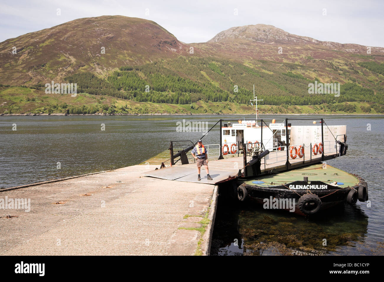 Jetty, Glenelg Ferry, locally run car ferry to the Isle of Skye, Inner ...