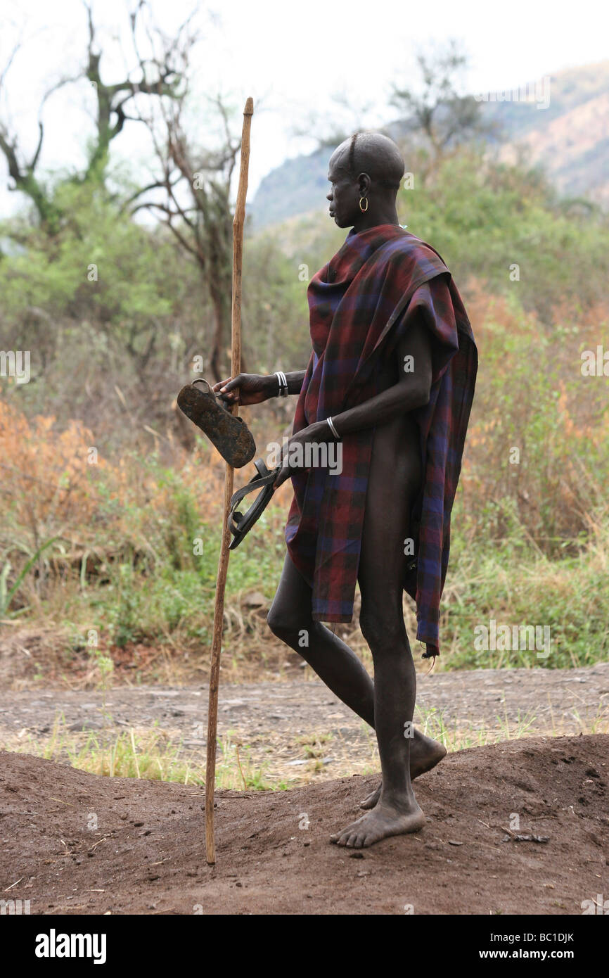 Africa Ethiopia Debub Omo Zone Mursi tribesmen Stock Photo - Alamy