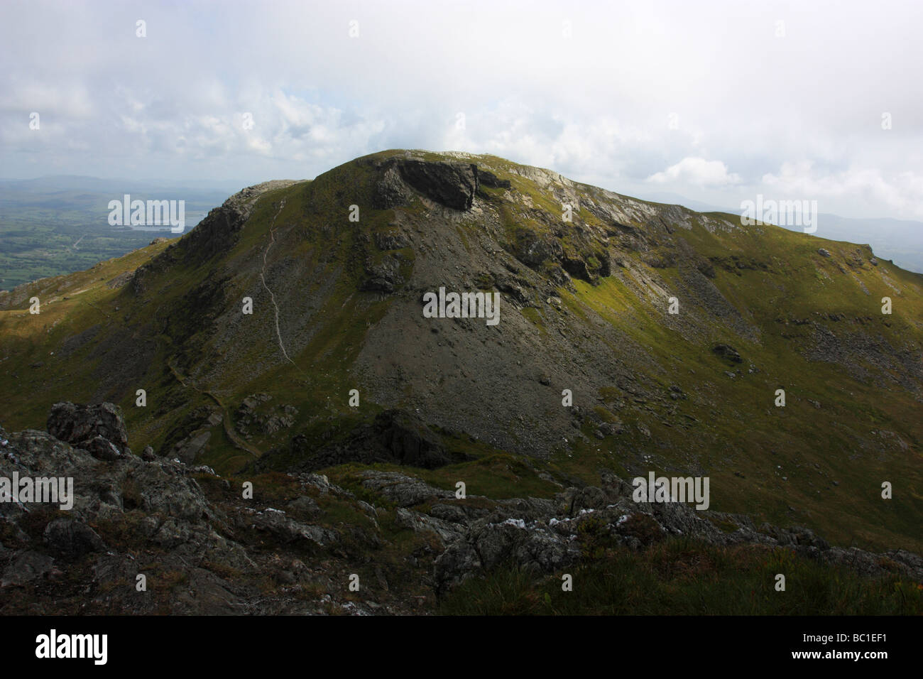The mountain of Moelwyn Bach, viewed from the rocky ridge of ...