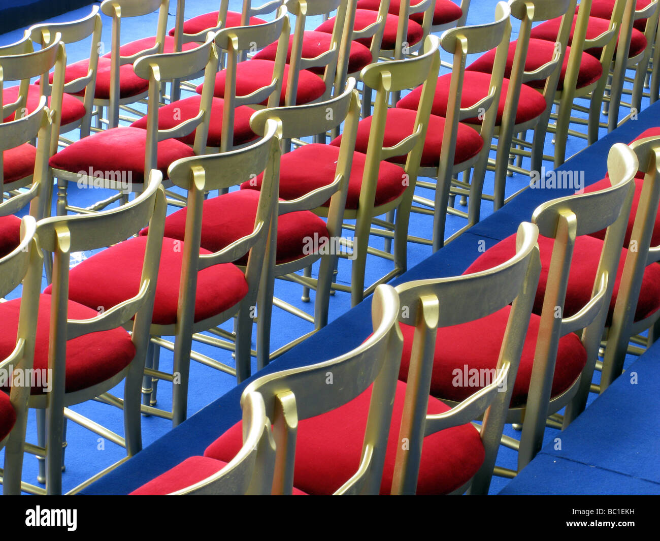 Empty golden fabric chairs inside hi-res stock photography and images ...