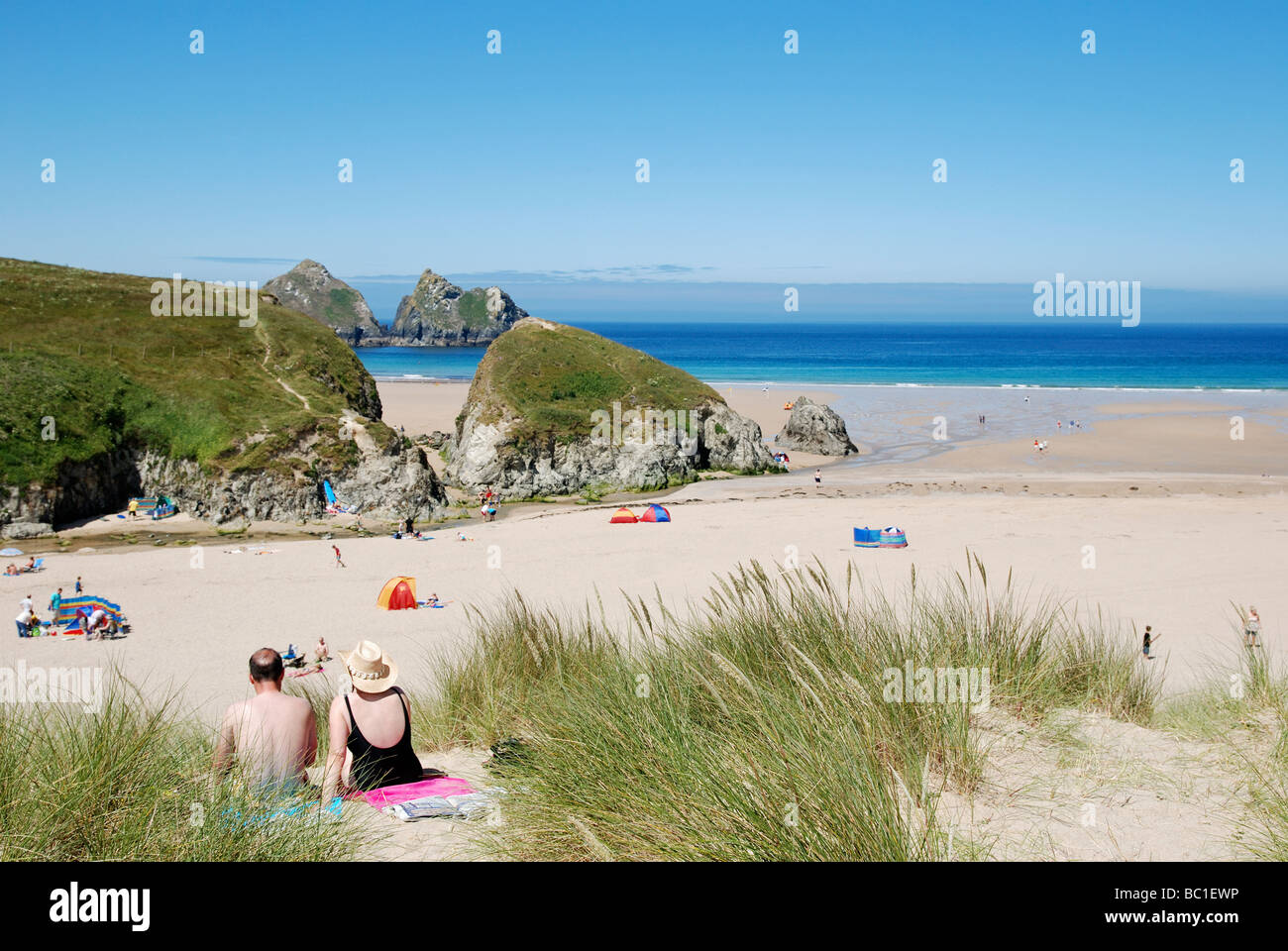 holywell bay near newquay in cornwall, uk Stock Photo - Alamy