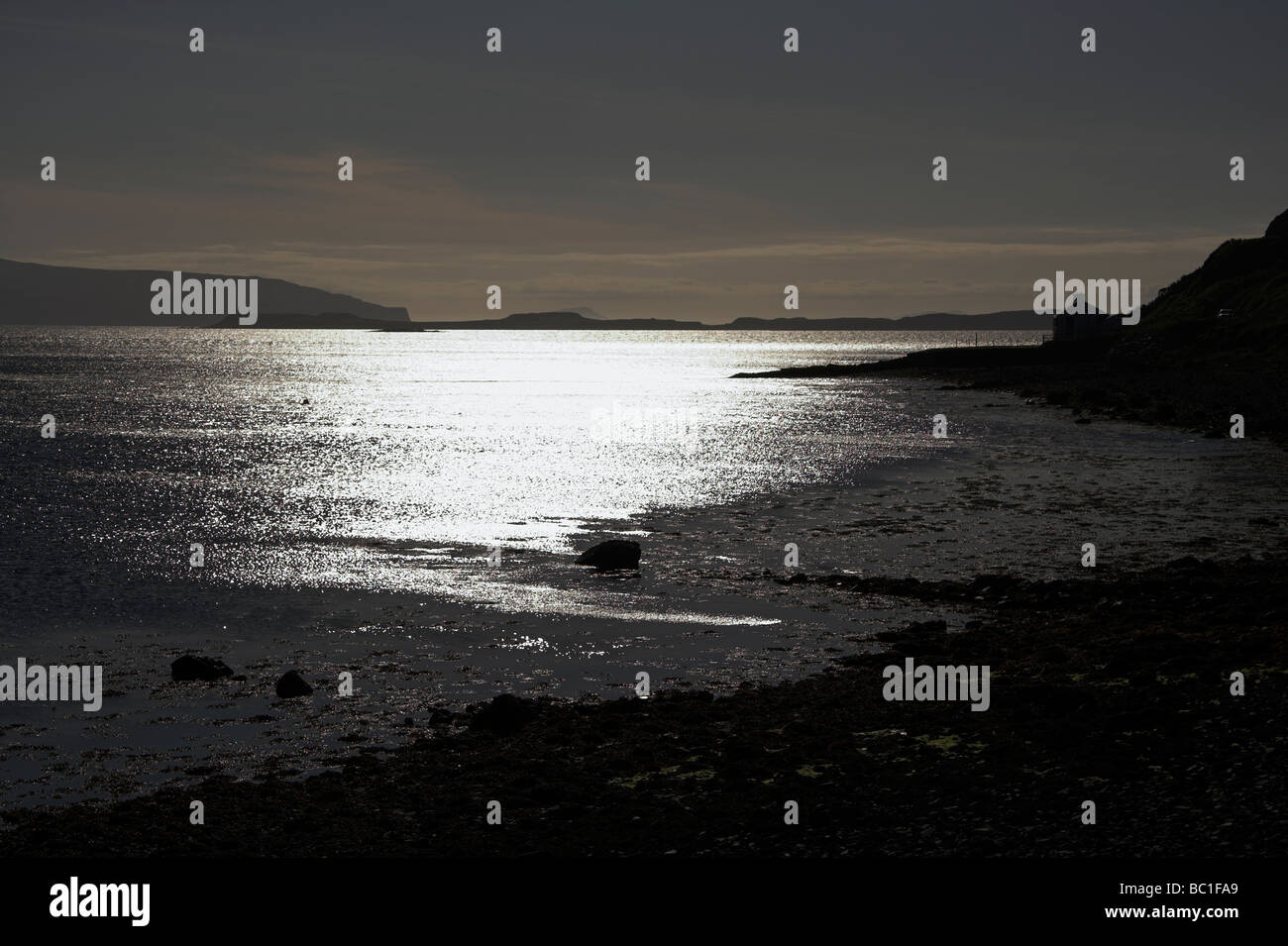 Sunlight over Loch Bay, Stein, Isle of Skye, Inner Hebrides, West Coast ...