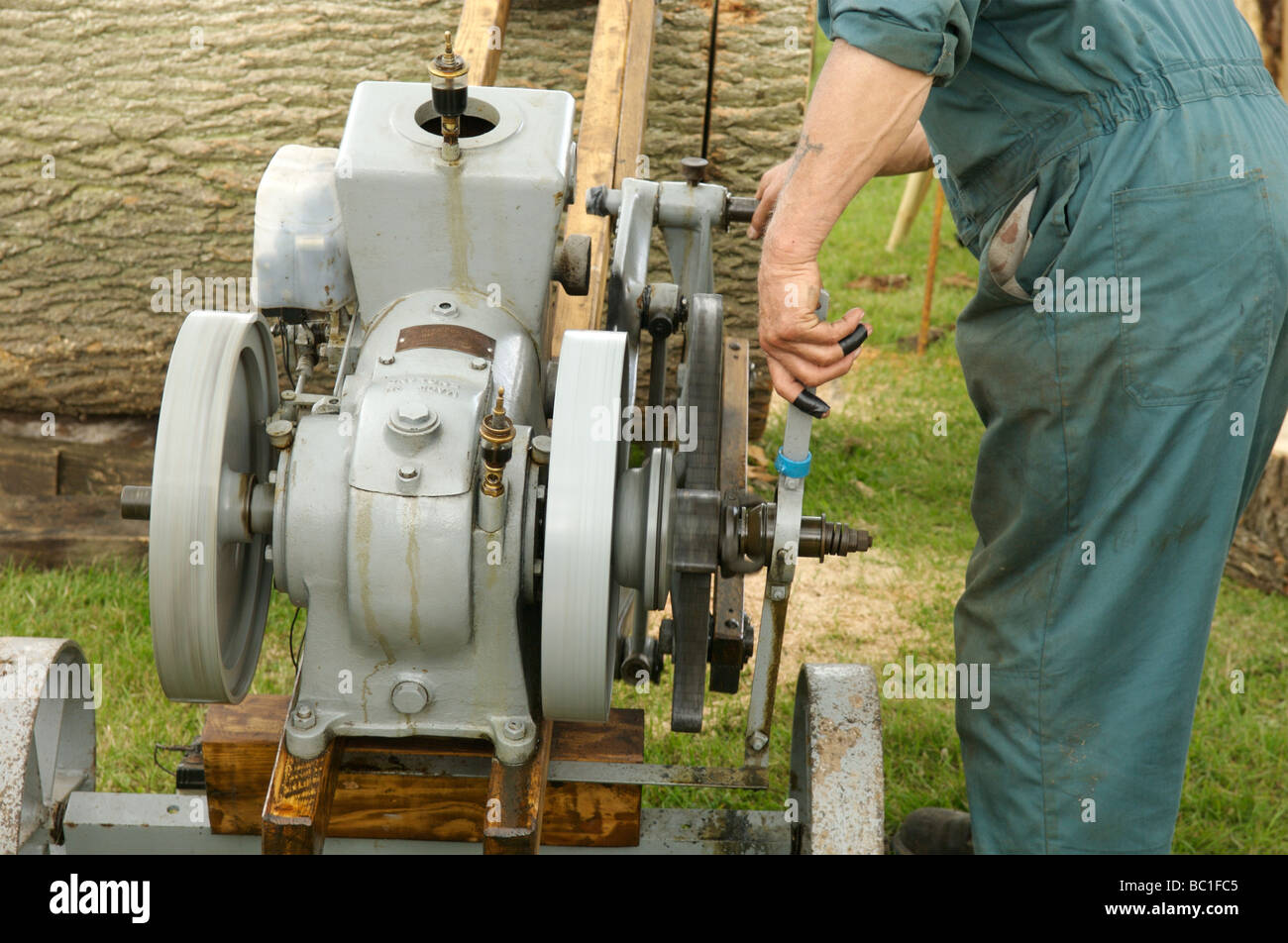 An old fashioned wood cutting machine Stock Photo - Alamy