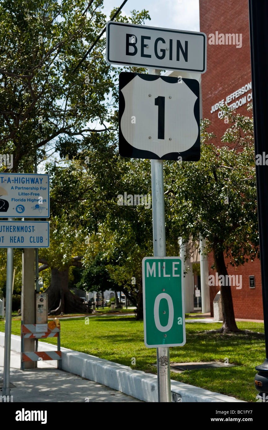 The beginning of US Highway 1 in Key West Florida Stock Photo - Alamy