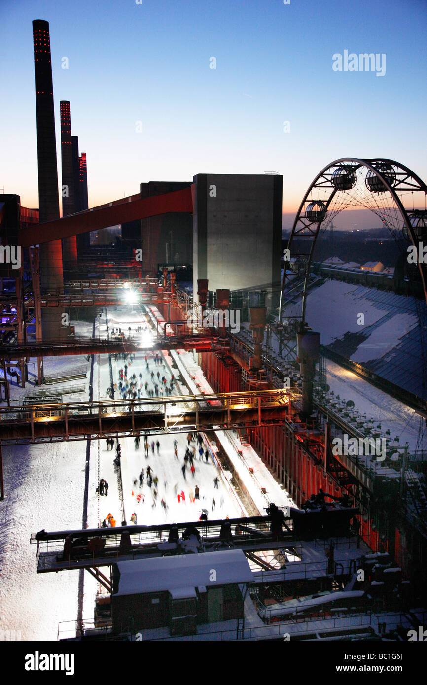 Ice skating rink at the Zollverein coking plant World Cultural Heritage ...