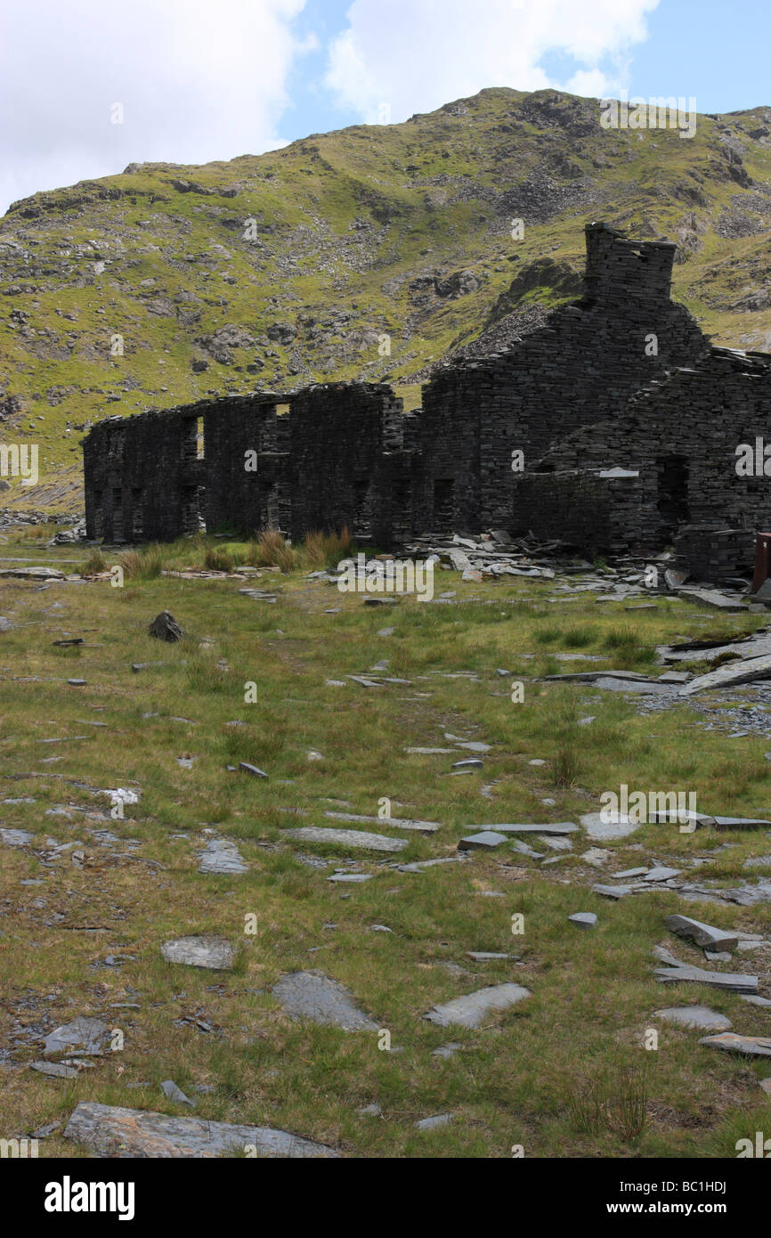 Ruined buildings in the now derelict Rhosydd slate quarry, in the ...