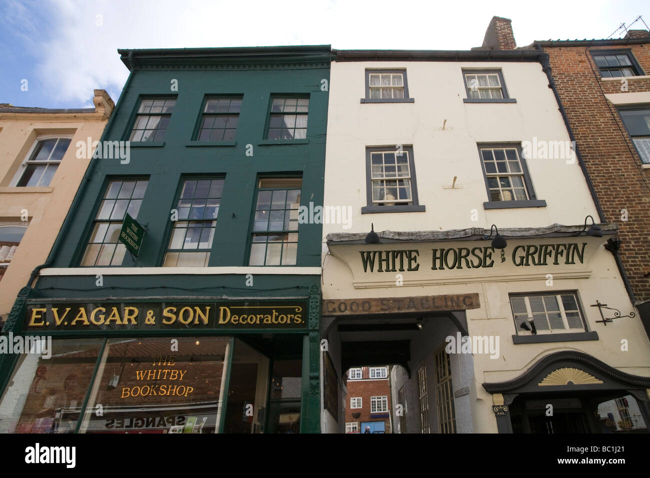 Shop front and Public House and yard in Whitby North Yorkshire, England ...