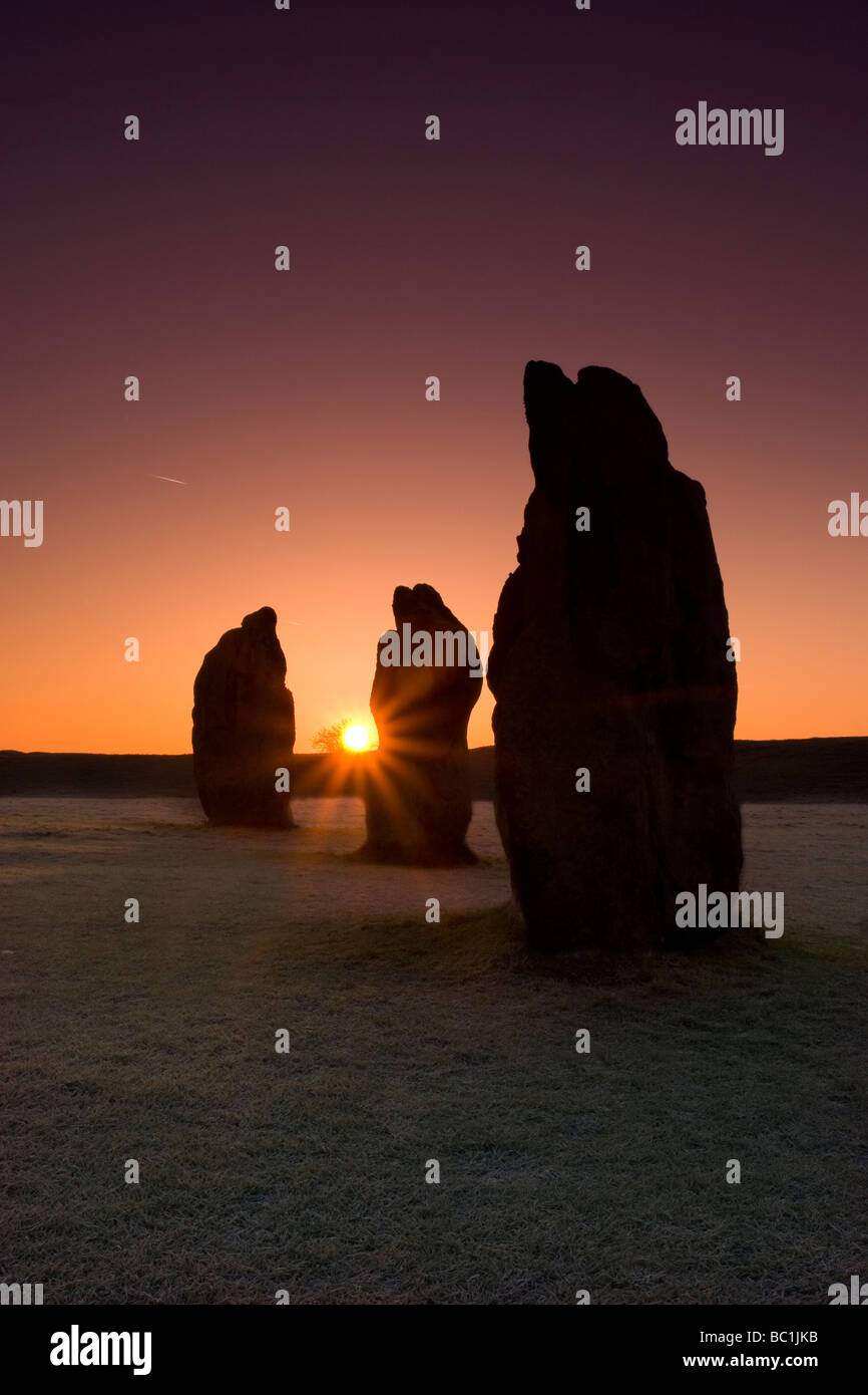 Sunrise over the Standing Stones at the Prehistoric Stone Circle at ...