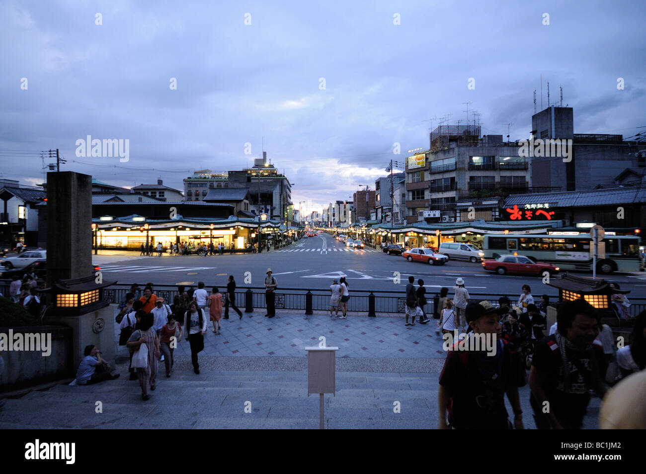 Shijo Dori (Shijo street) as seen from the entrance to the Yasaka ...