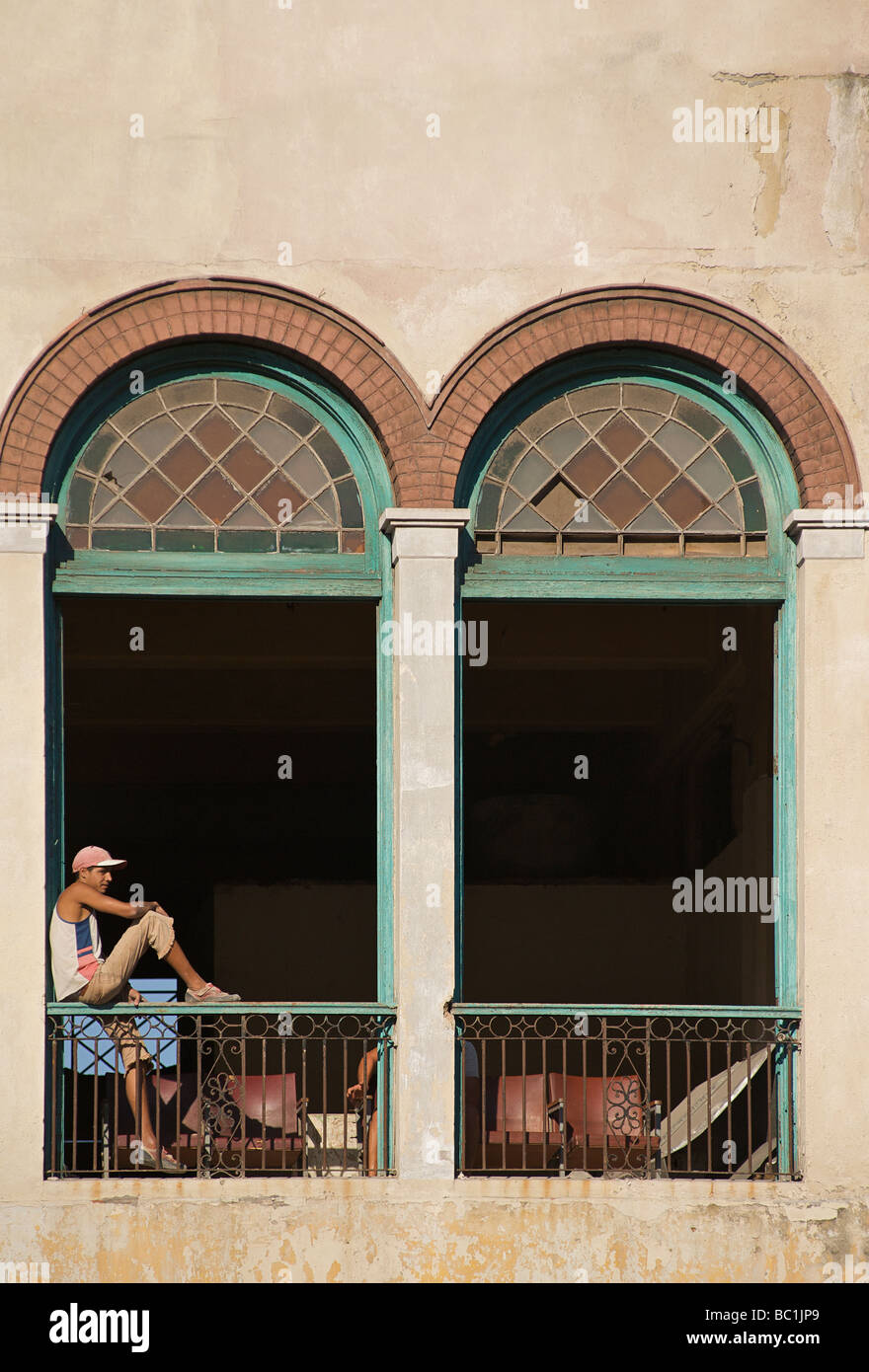 At the arched windows of the Customs building, Havana, Cuba Stock Photo ...