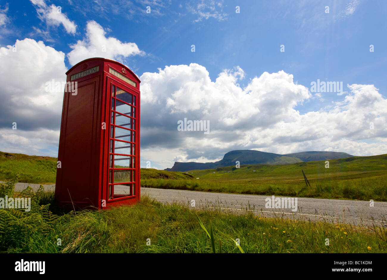 Red telephone box in a remote and beautiful setting on the the Isle of ...