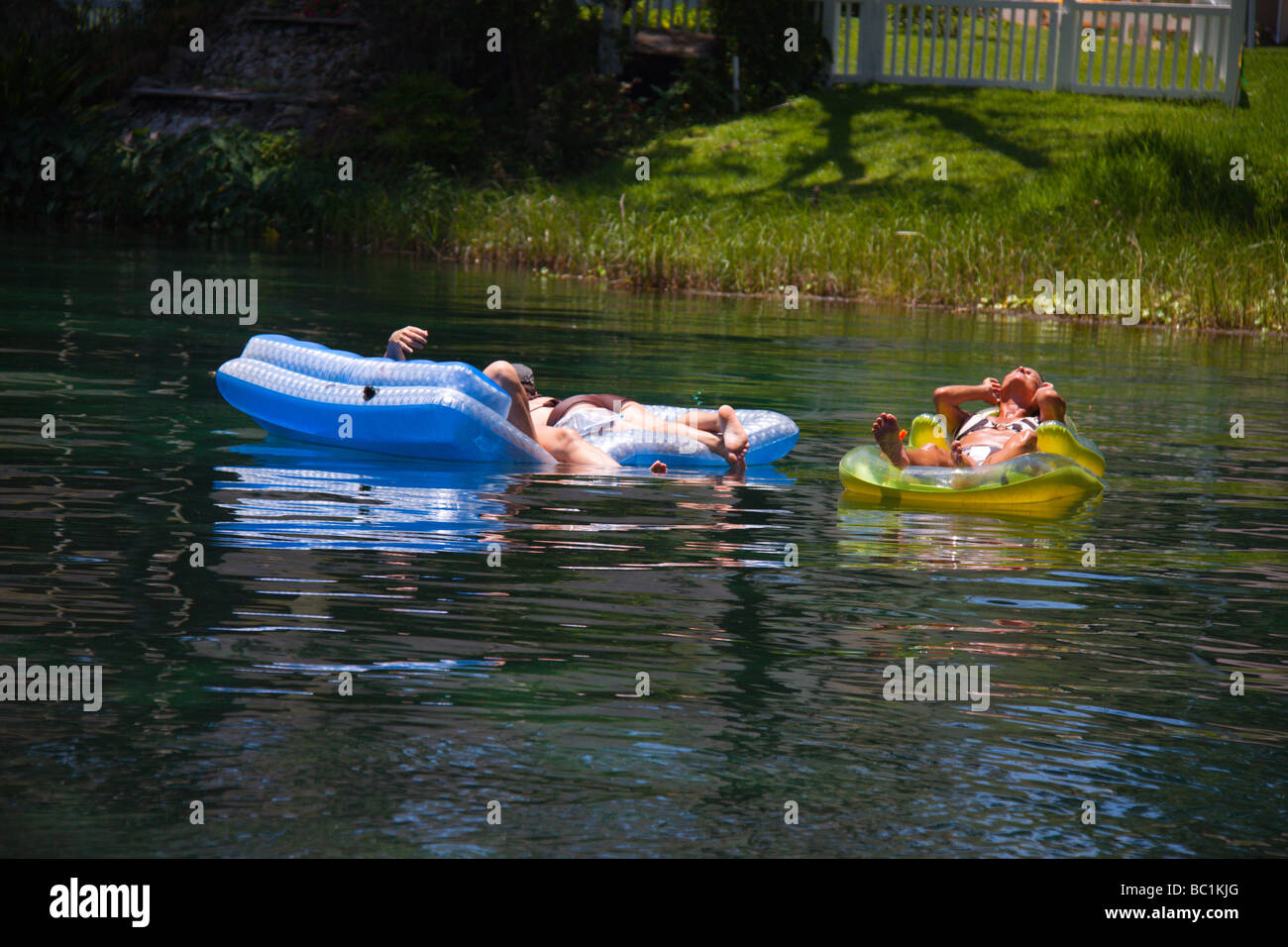 Rafting on a warm summer day, Rainbow River, Florida, USA Stock Photo ...
