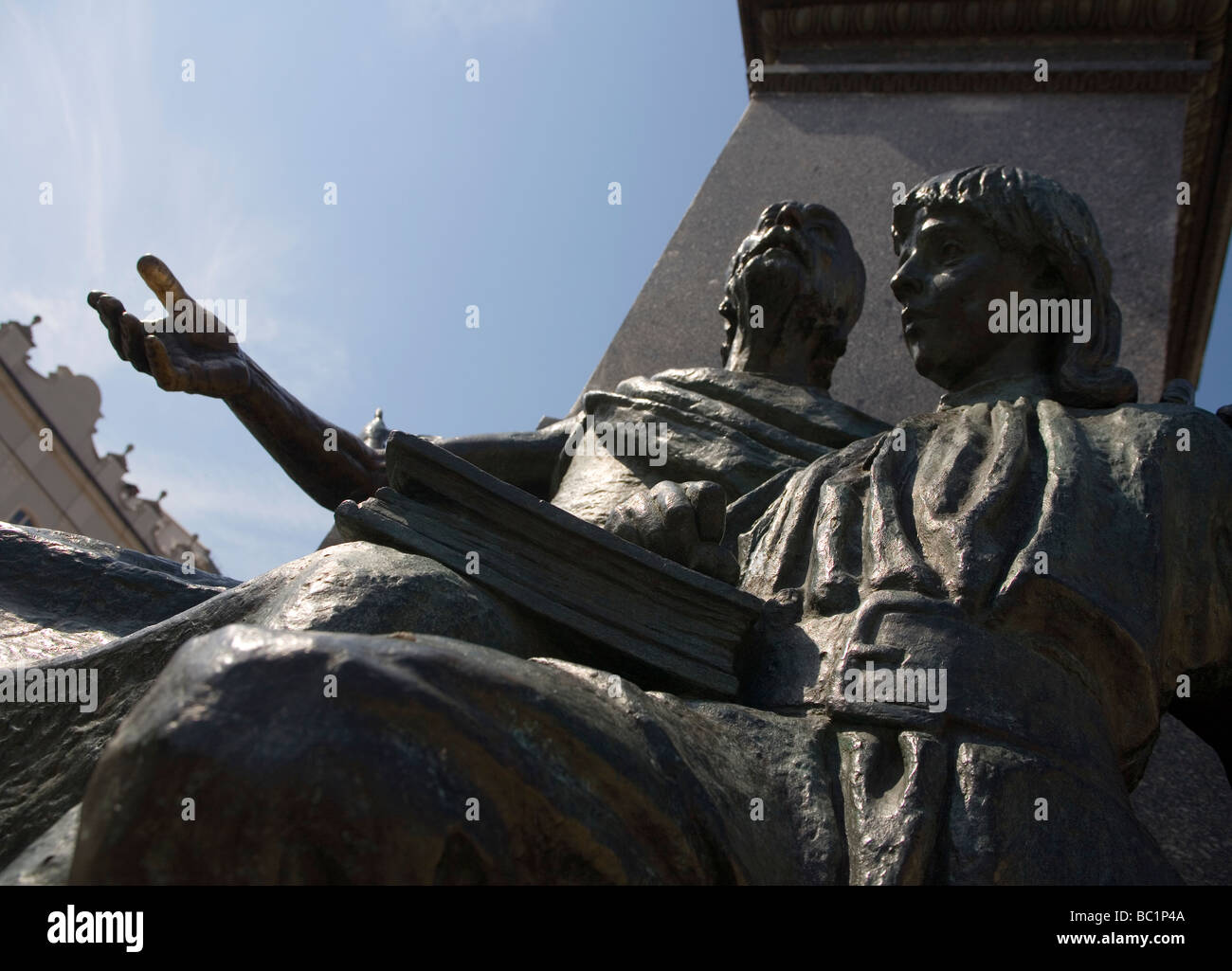 Poland Krakow Detail monument to great polish poet Adam Mickiewicz ...