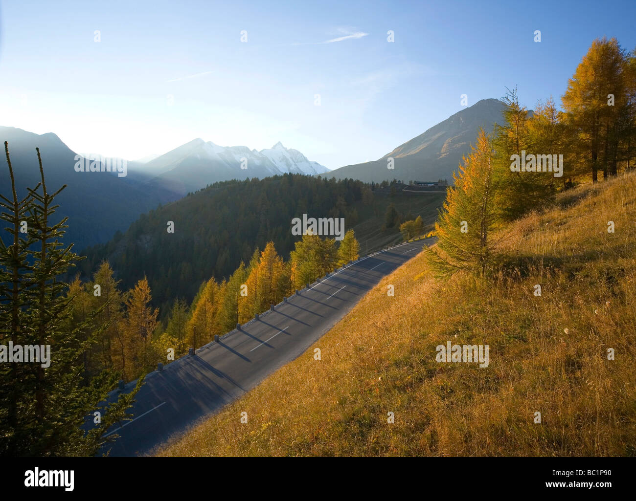 Road at fall in Alps Austria Stock Photo - Alamy