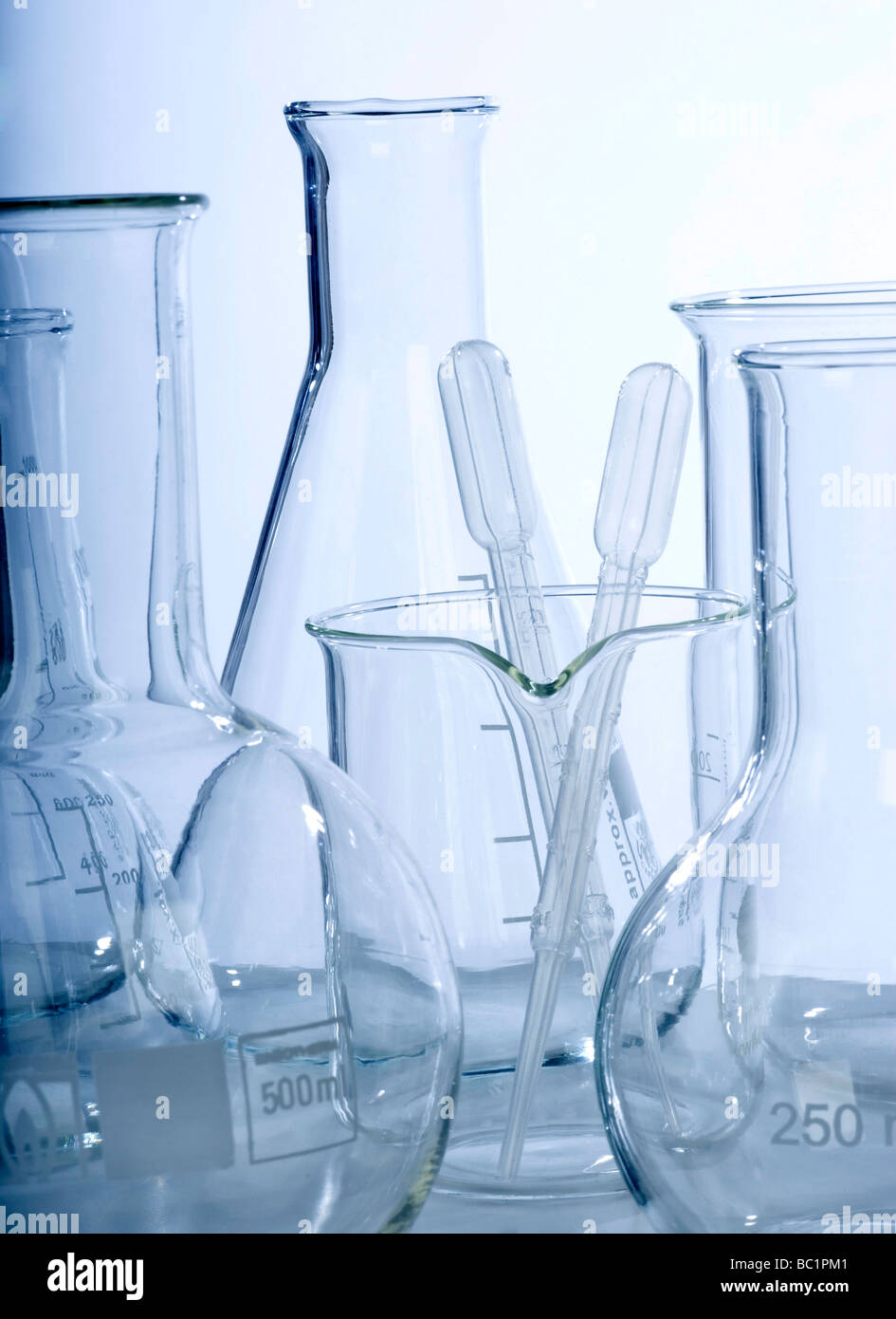 Research lab assorted glassware Stock Photo - Alamy