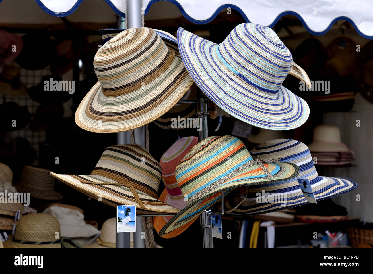 Sale selling stall hat striped stripes hi-res stock photography and ...