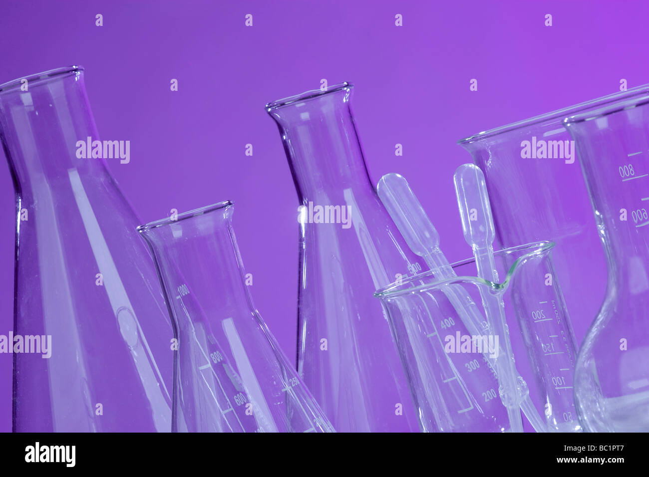 Research lab assorted glassware Stock Photo - Alamy