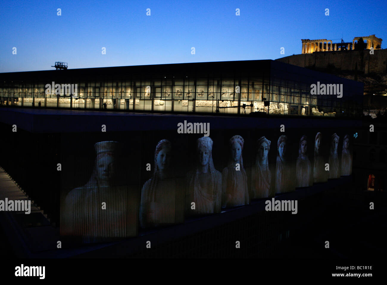 The New Acropolis museum in Athens Greece Projection of animated images ...
