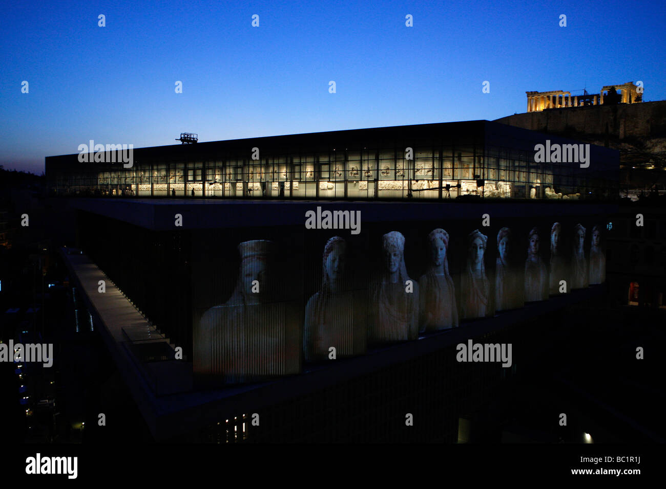 The New Acropolis museum in Athens Greece Projection of animated images ...