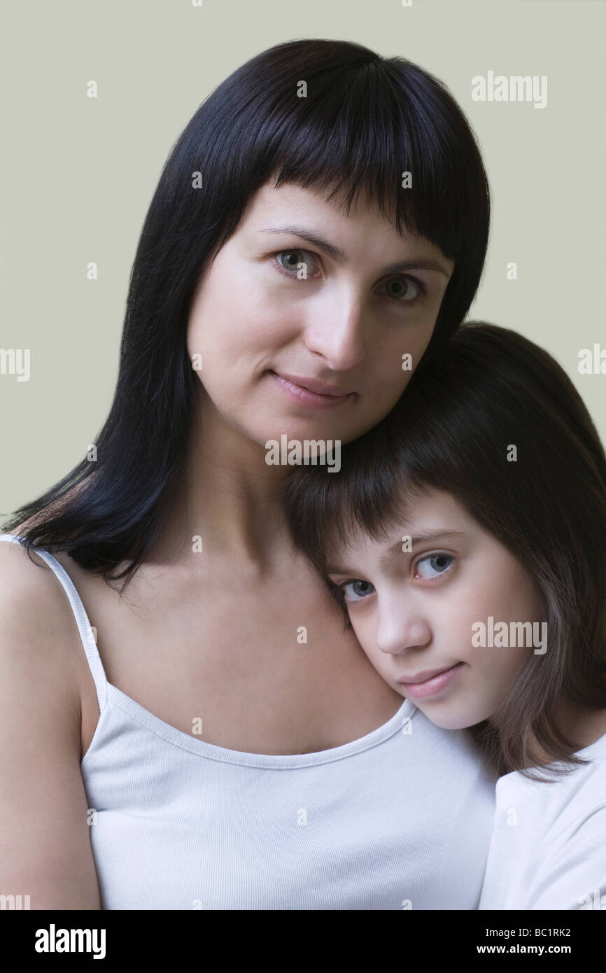 Studio portrait of mother and daughter Stock Photo - Alamy