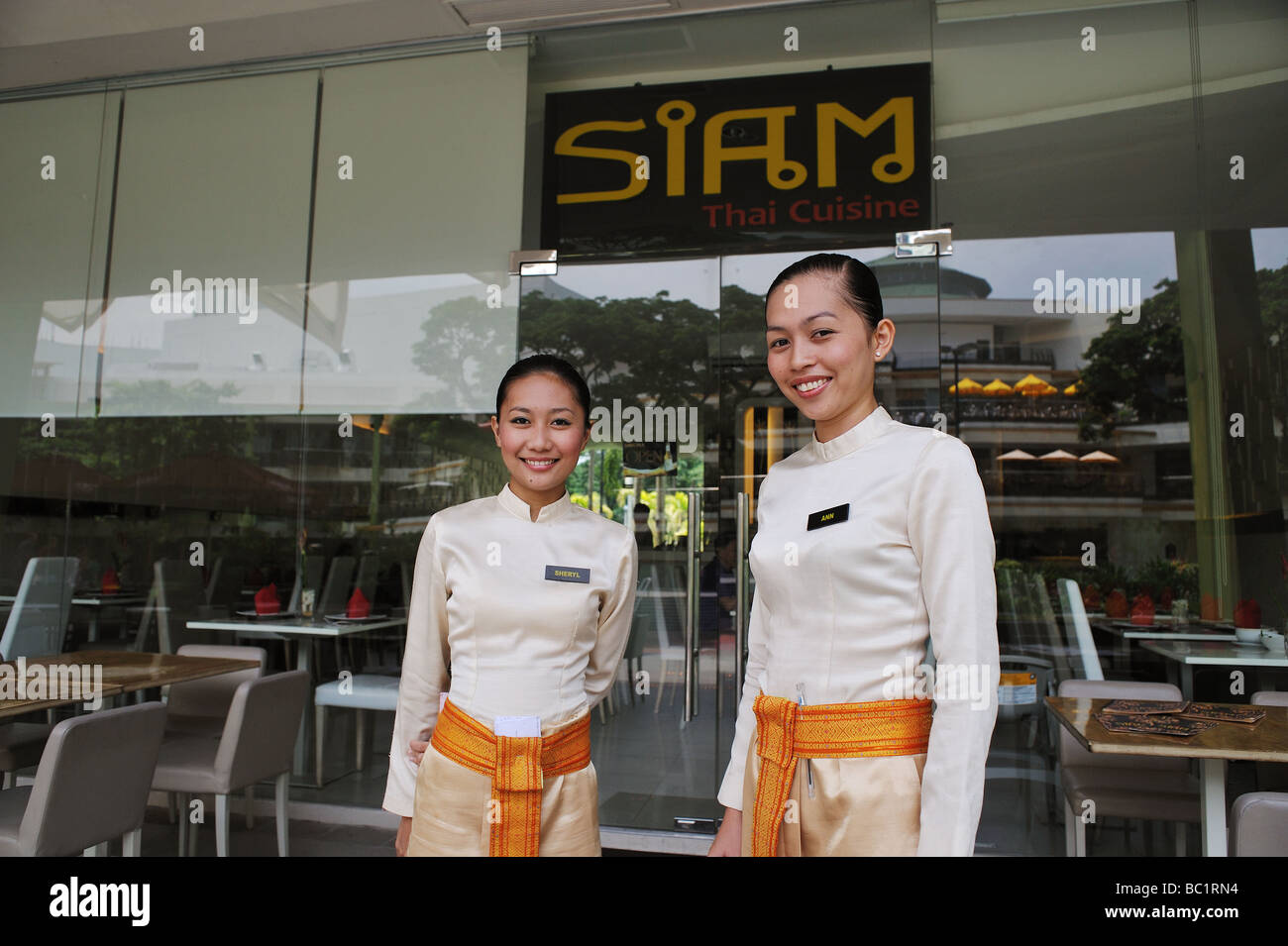 Filipina waitresses Ayala Center Cebu City Philippines Stock Photo - Alamy